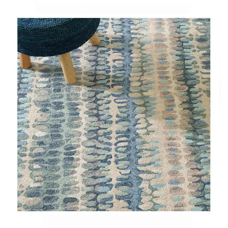 Dash & Albert Paint Chip Blue Micro Hooked Wool Rug - Lavender Fields