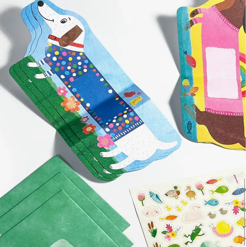 Tiny Tada! Note Cards & Sticker Set - Playful Pups - Lavender Fields