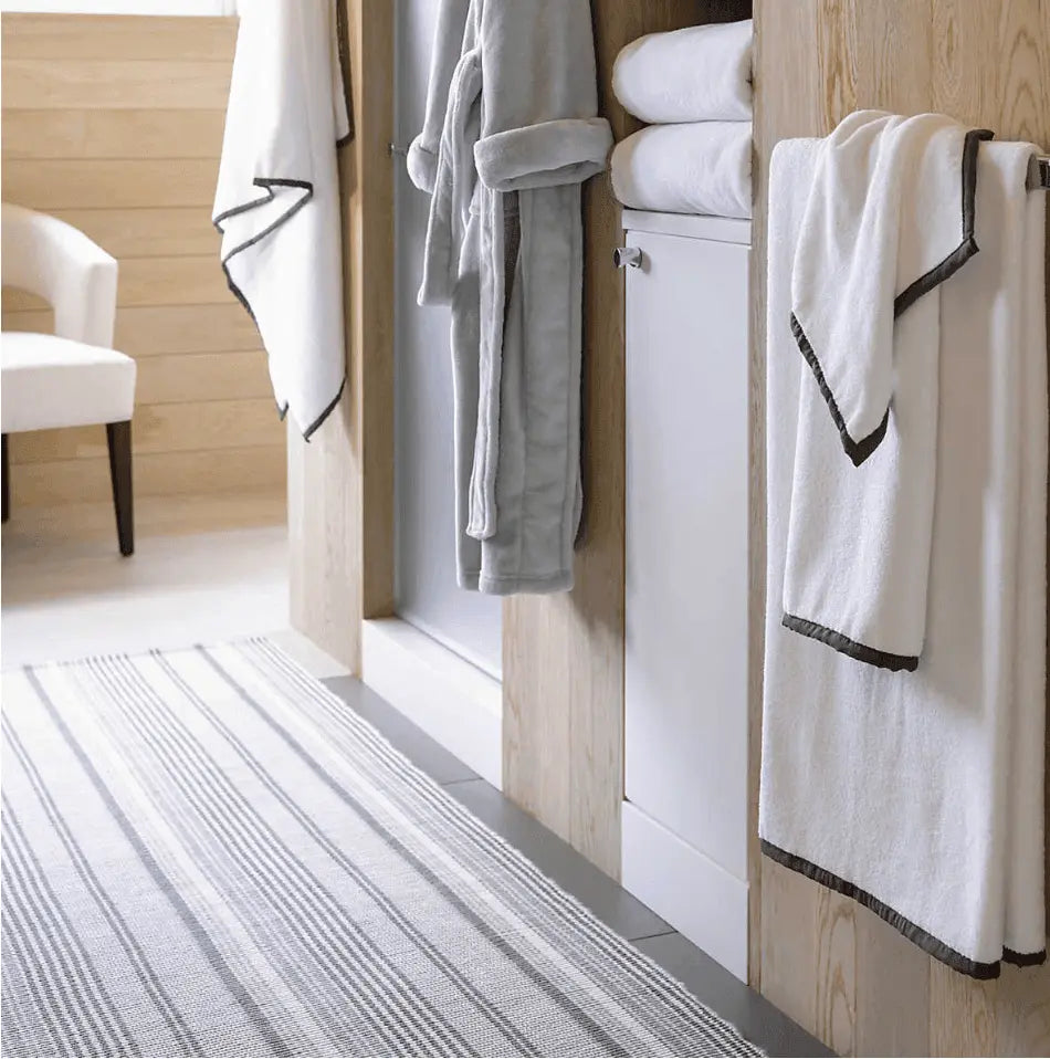 Dash & Albert Gradation Ticking Indoor/Outdoor Rug - Lavender Fields