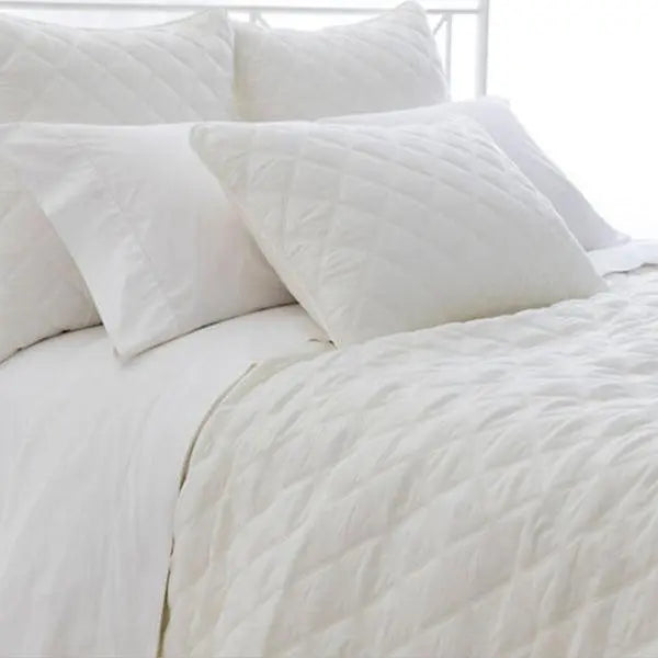 Pine Cone Hill Quilted Silken Solid Ivory Coverlet - Lavender Fields